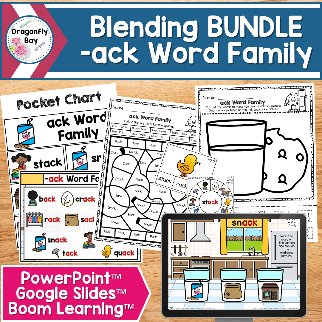 ack Word Family Blending and Spelling Printables and Digital Phonics ...