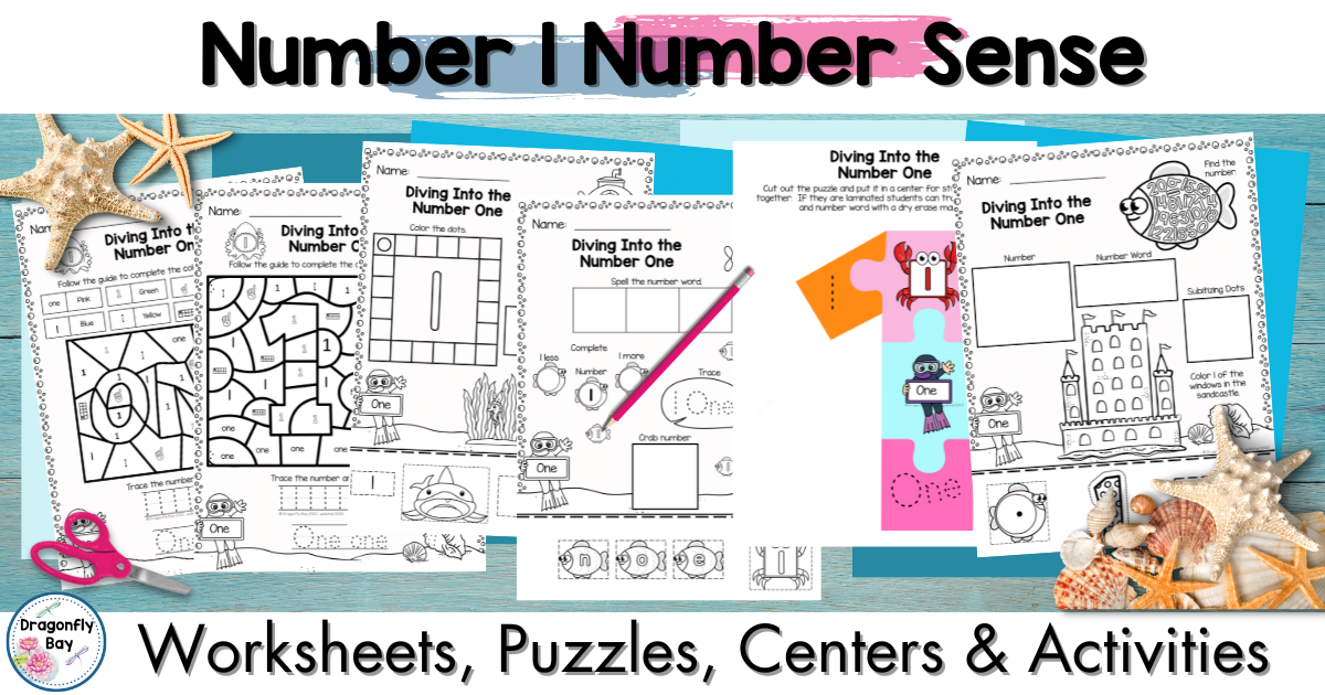 Number 1 Number Sense Worksheets Color by Codes and Center Activities